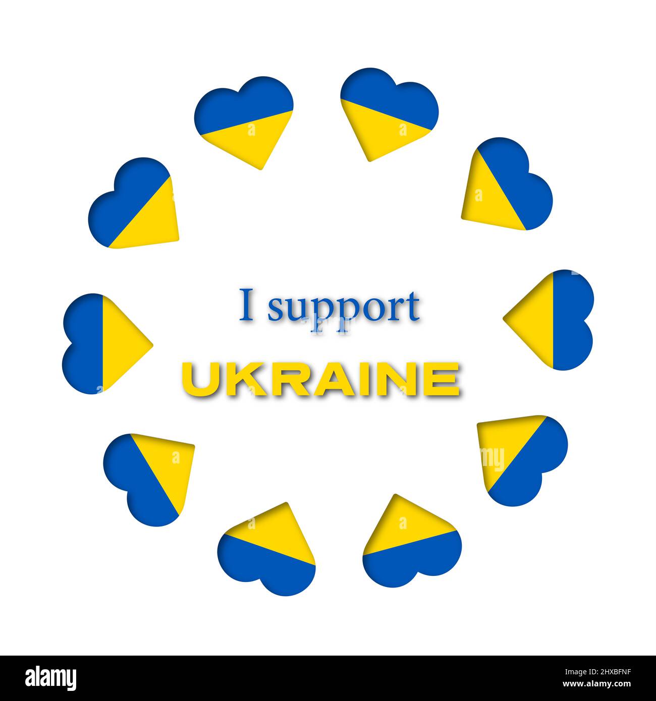 I support Ukraine with heart with colors of Ukrainian flag Stock Photo ...