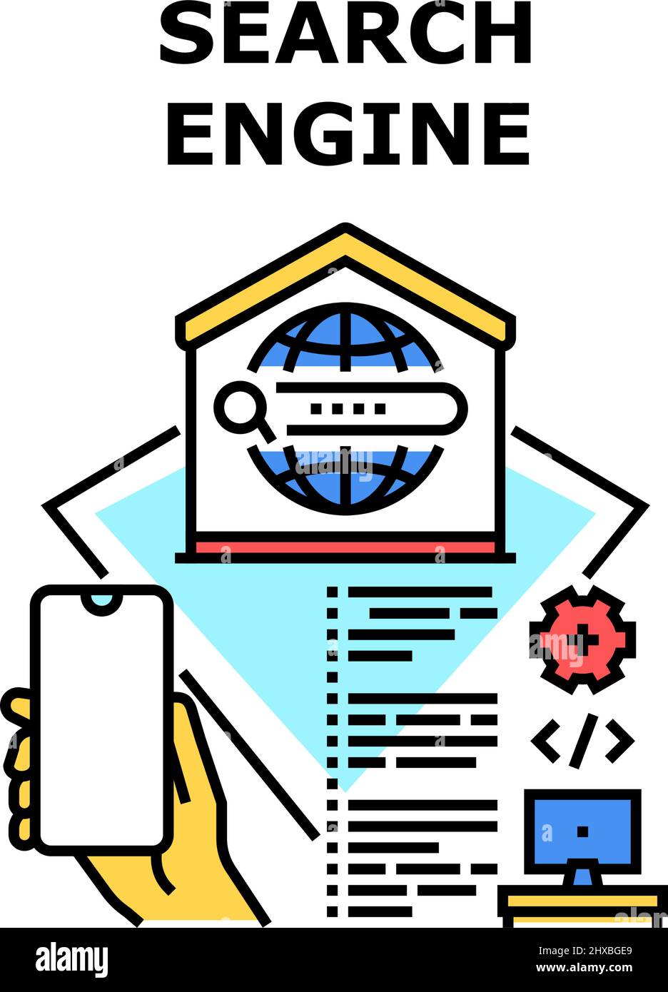 Search Engine Vector Concept Color Illustration Stock Vector Image ...