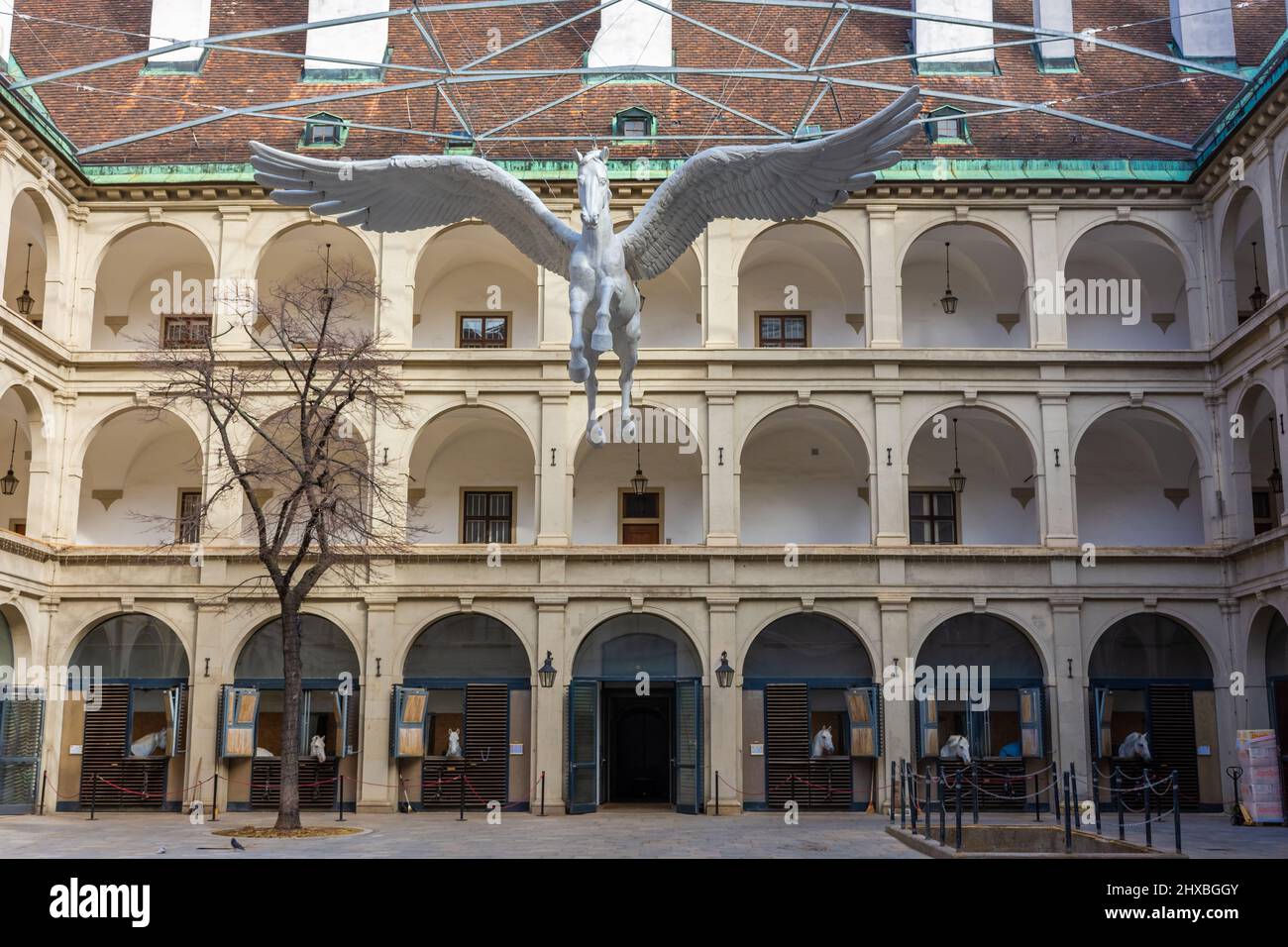 VIENNA, AUSTRIA, 19 FEBRUARY 2022: Courtyard of the stables of the ...
