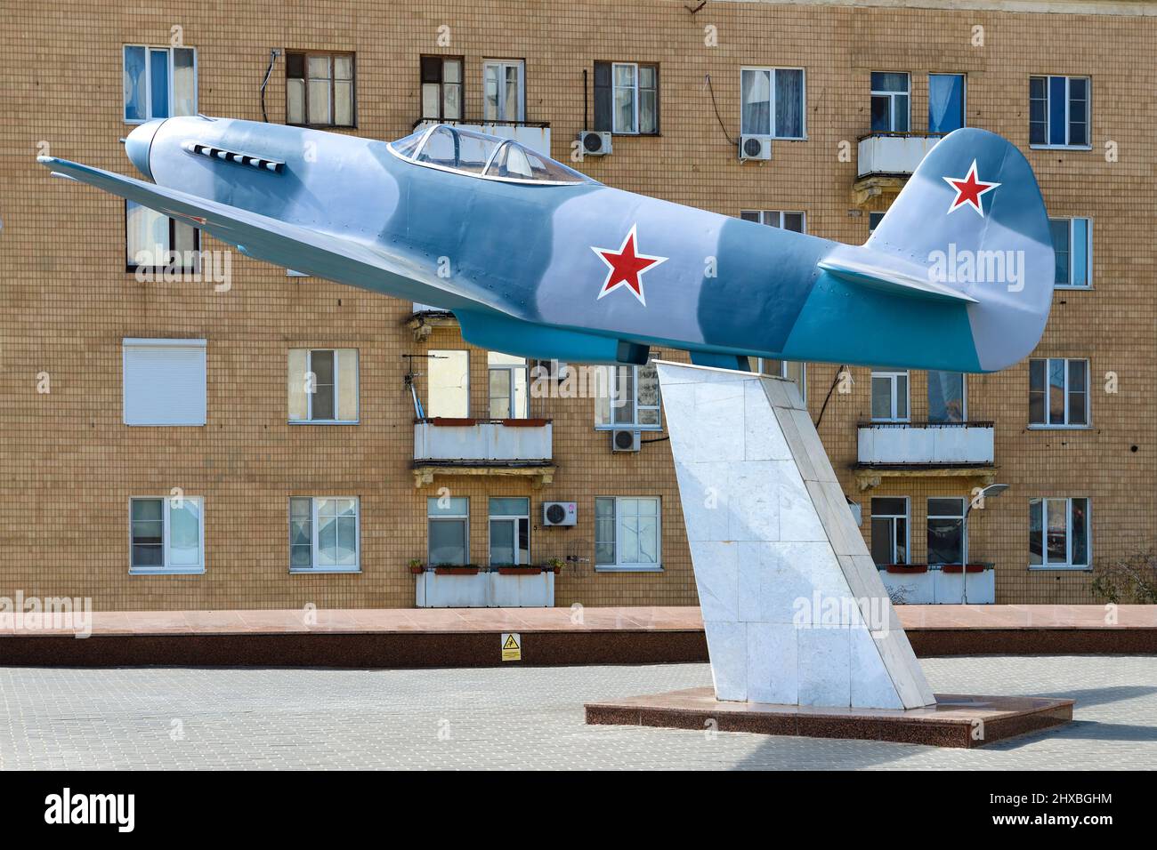 VOLGOGRAD, RUSSIA - SEPTEMBER 19, 2021: Model of the Soviet fighter Yak ...