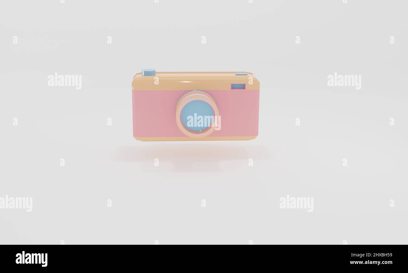 cartoon style camera on a white background. 3d illustration ...