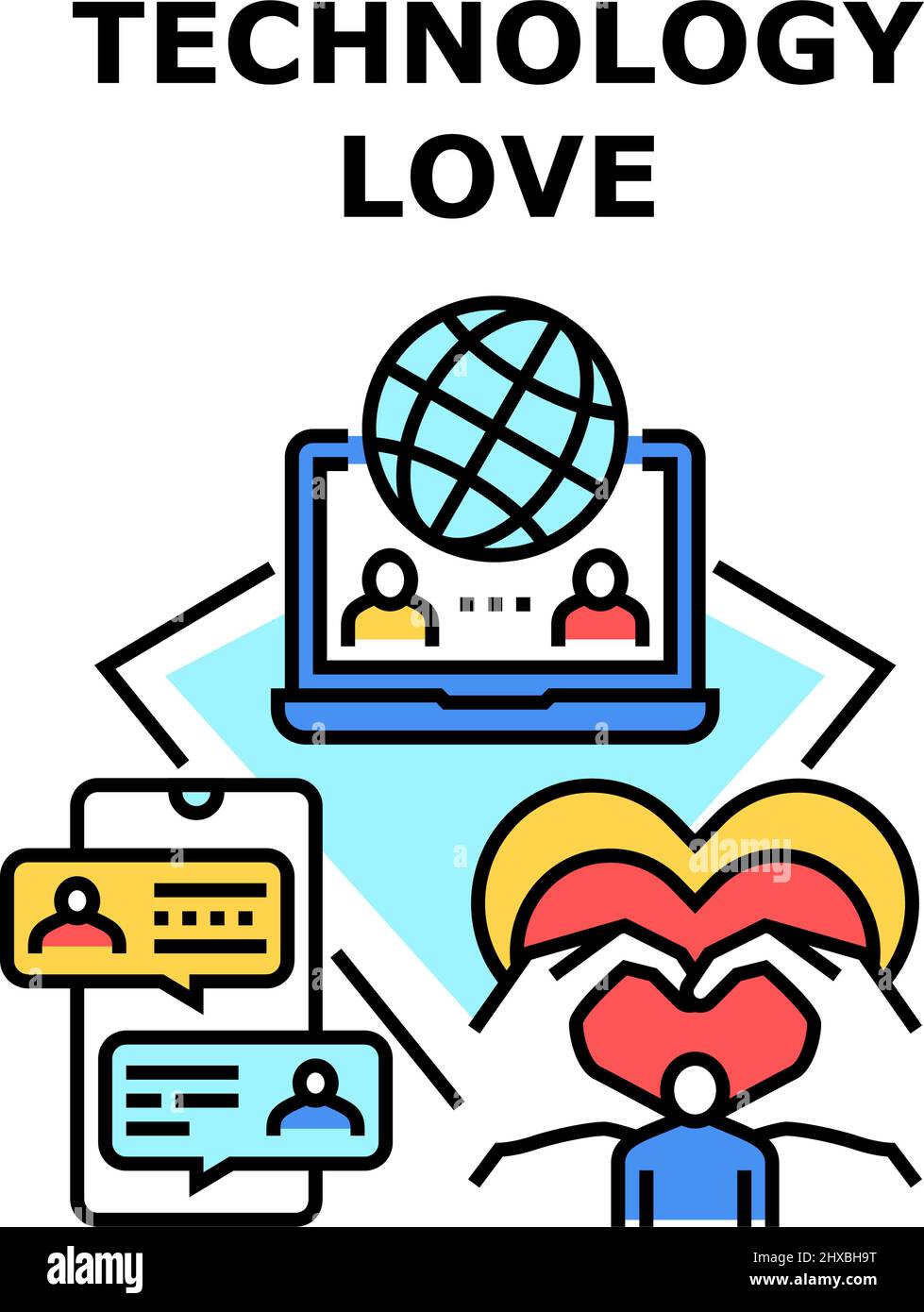 Technology Love Vector Concept Color Illustration Stock Vector Image ...