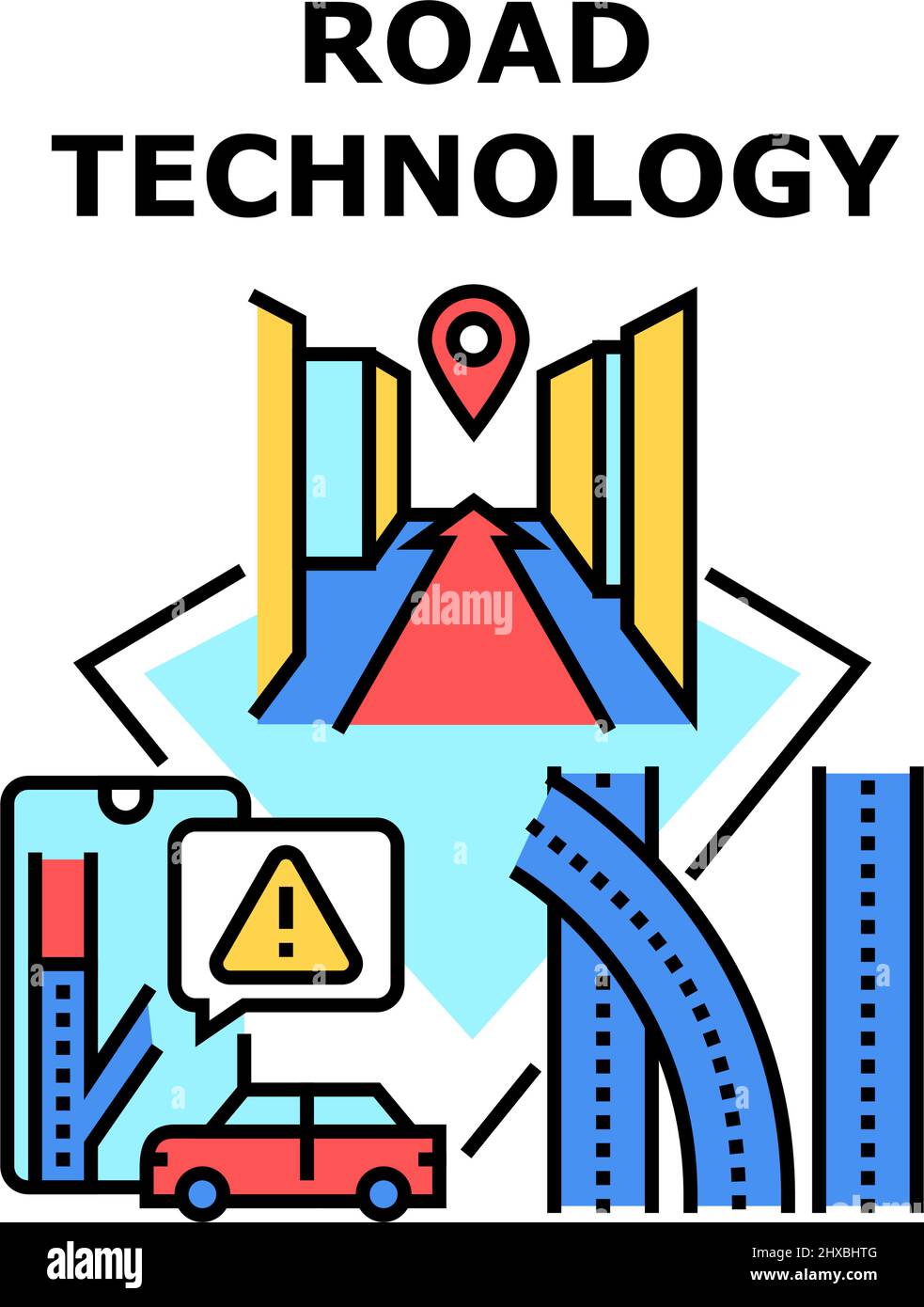 Road Technology Vector Concept Color Illustration Stock Vector Image ...