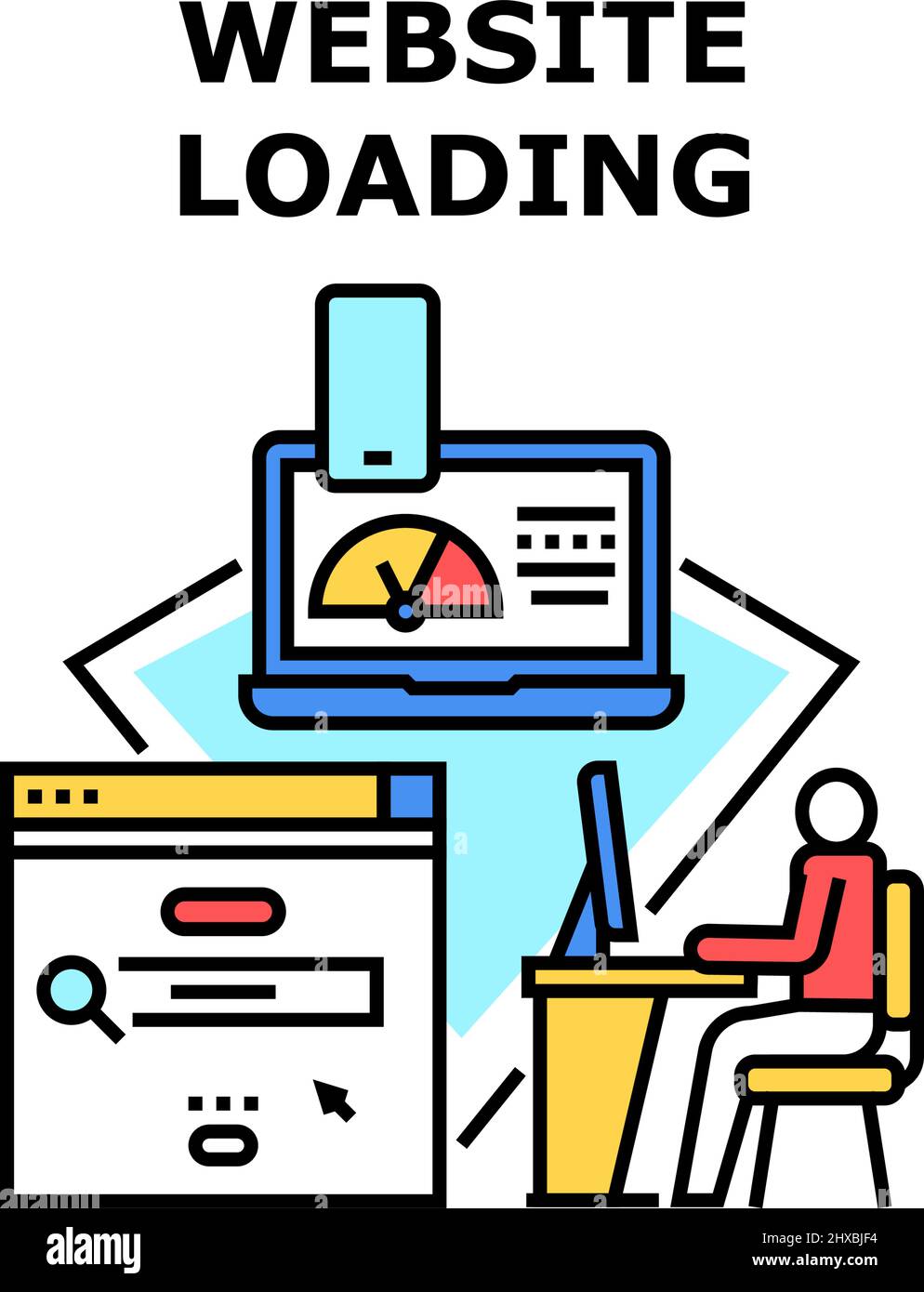 Website Loading Vector Concept Color Illustration Stock Vector Image ...