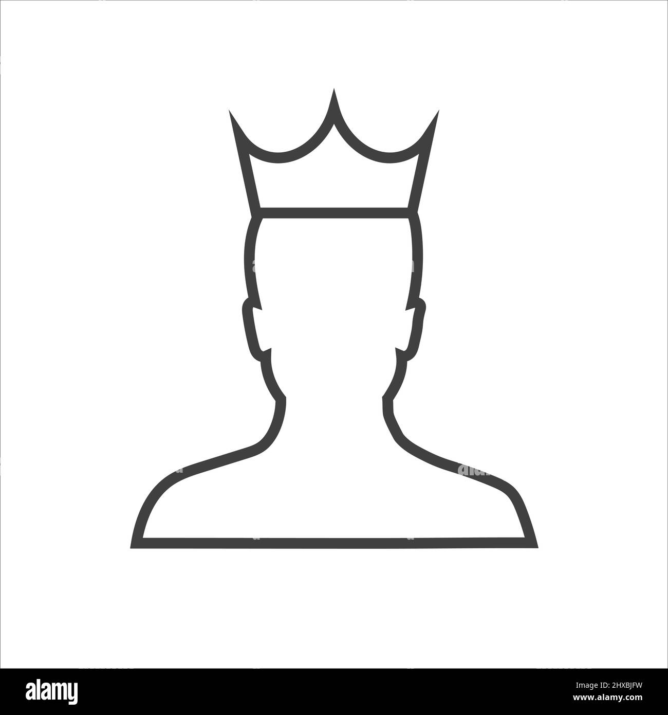 A man with a crown on his head. Vector linear icon isolated on white ...