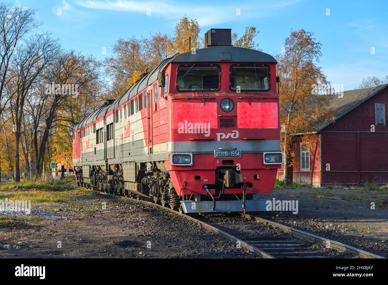 SORTAVALA, RUSSIA - OCTOBER 07, 2021: Soviet mainline freight ...