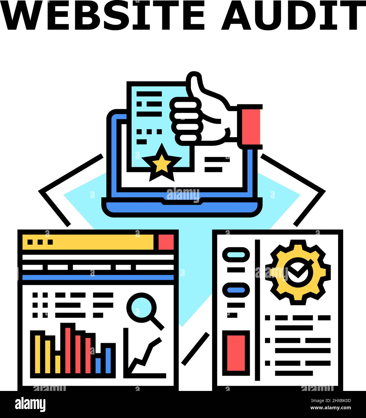 Website Audit Vector Concept Color Illustration Stock Vector Image ...
