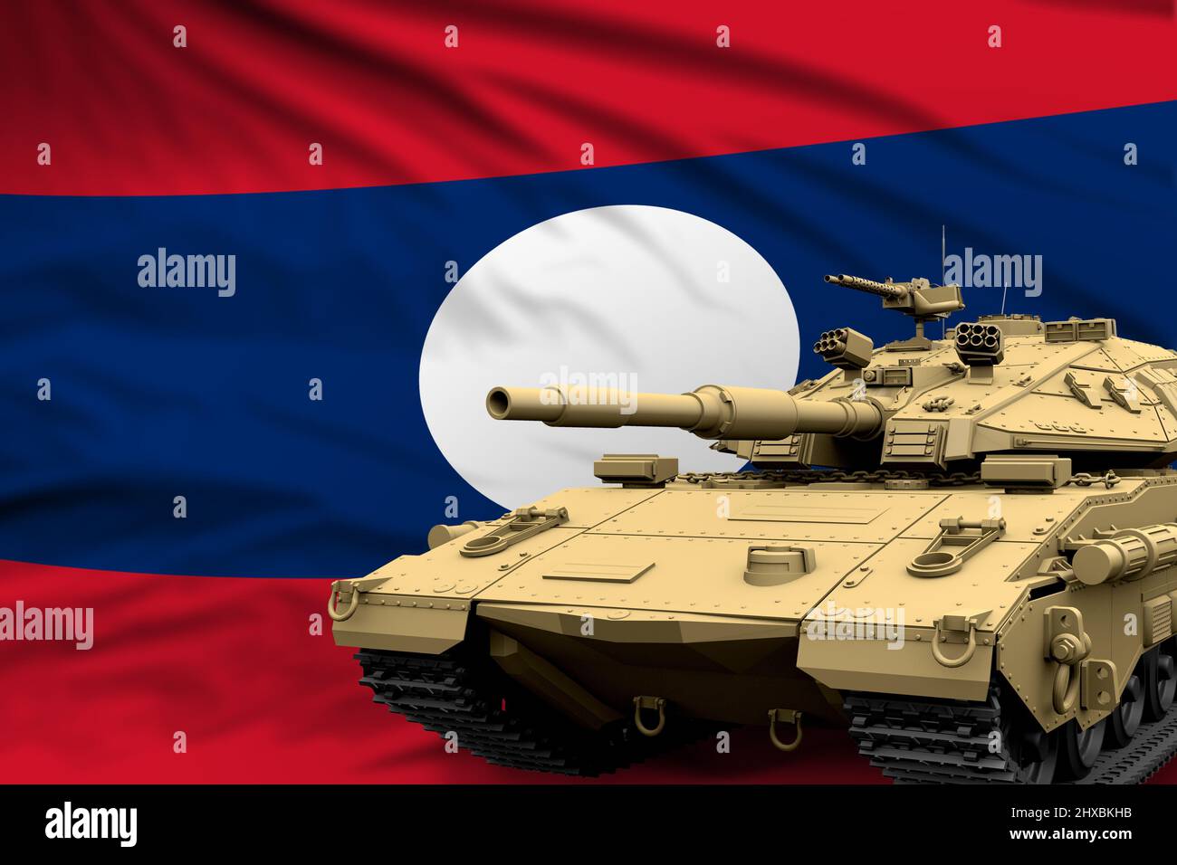 Heavy tank with fictional design on Lao People Democratic Republic flag ...