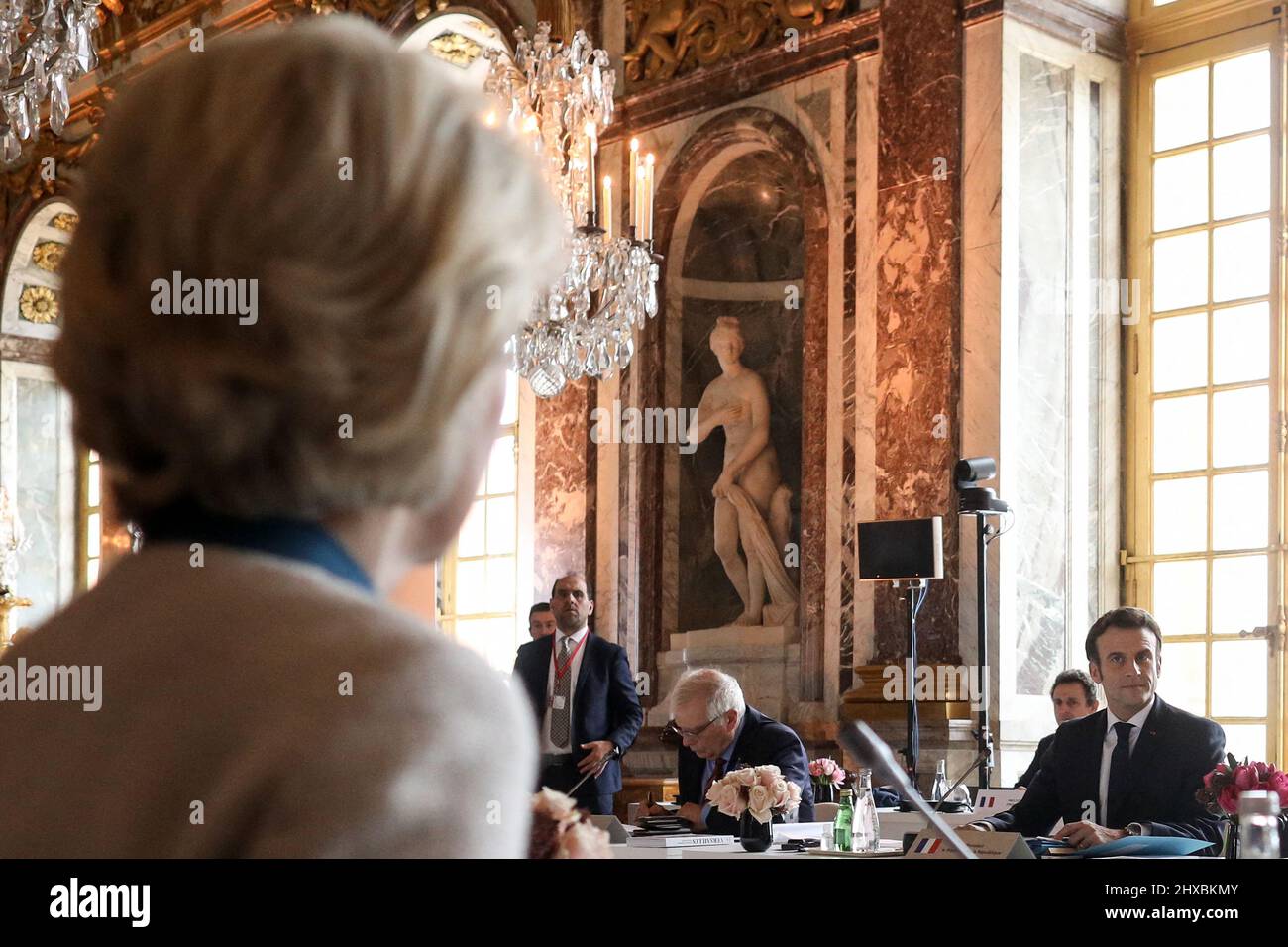 Versailles, France. 11th Mar, 2022. French President Emmanuel Macron ...