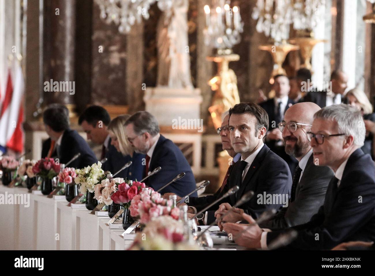 Versailles, France. 11th Mar, 2022. French President Emmanuel Macron ...
