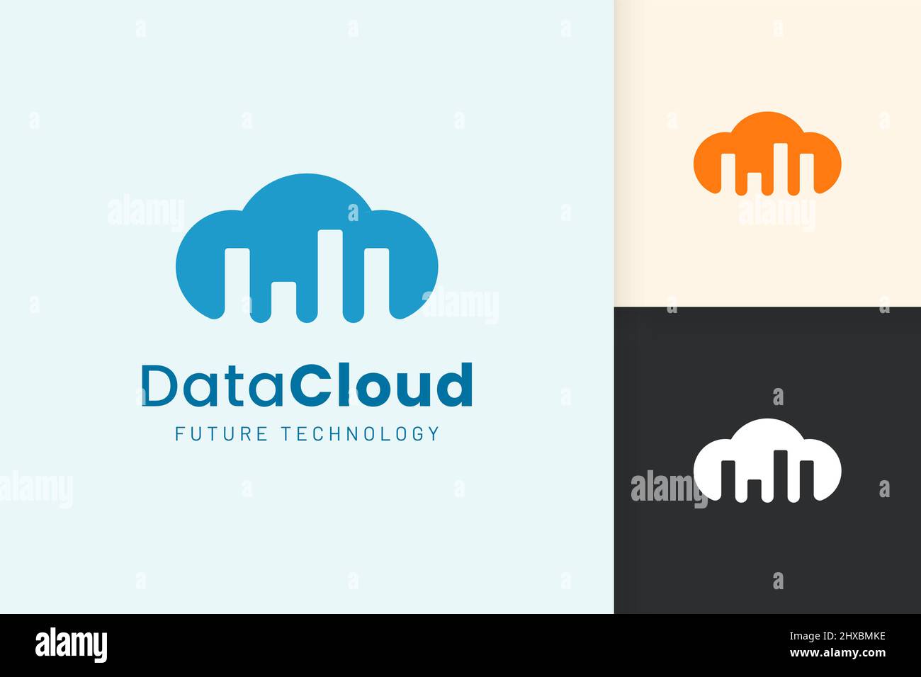 Cloud or Data Logo in modern style with blue color Stock Vector Image ...