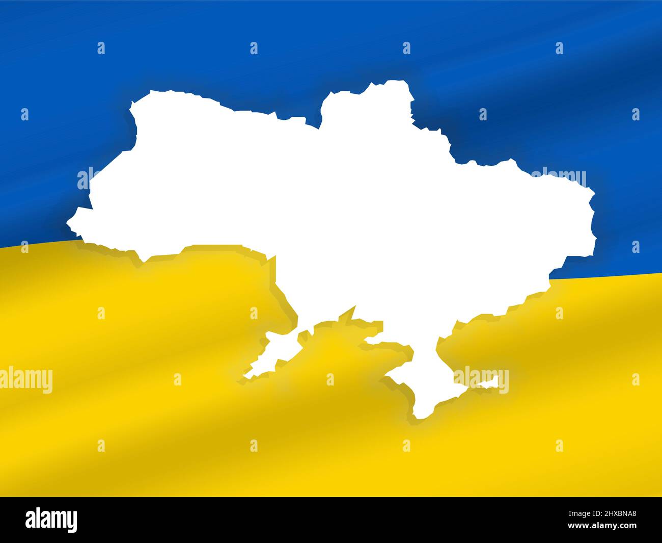 Vector Illustration of the Flag Incorporated Into the Map of Ukraine ...