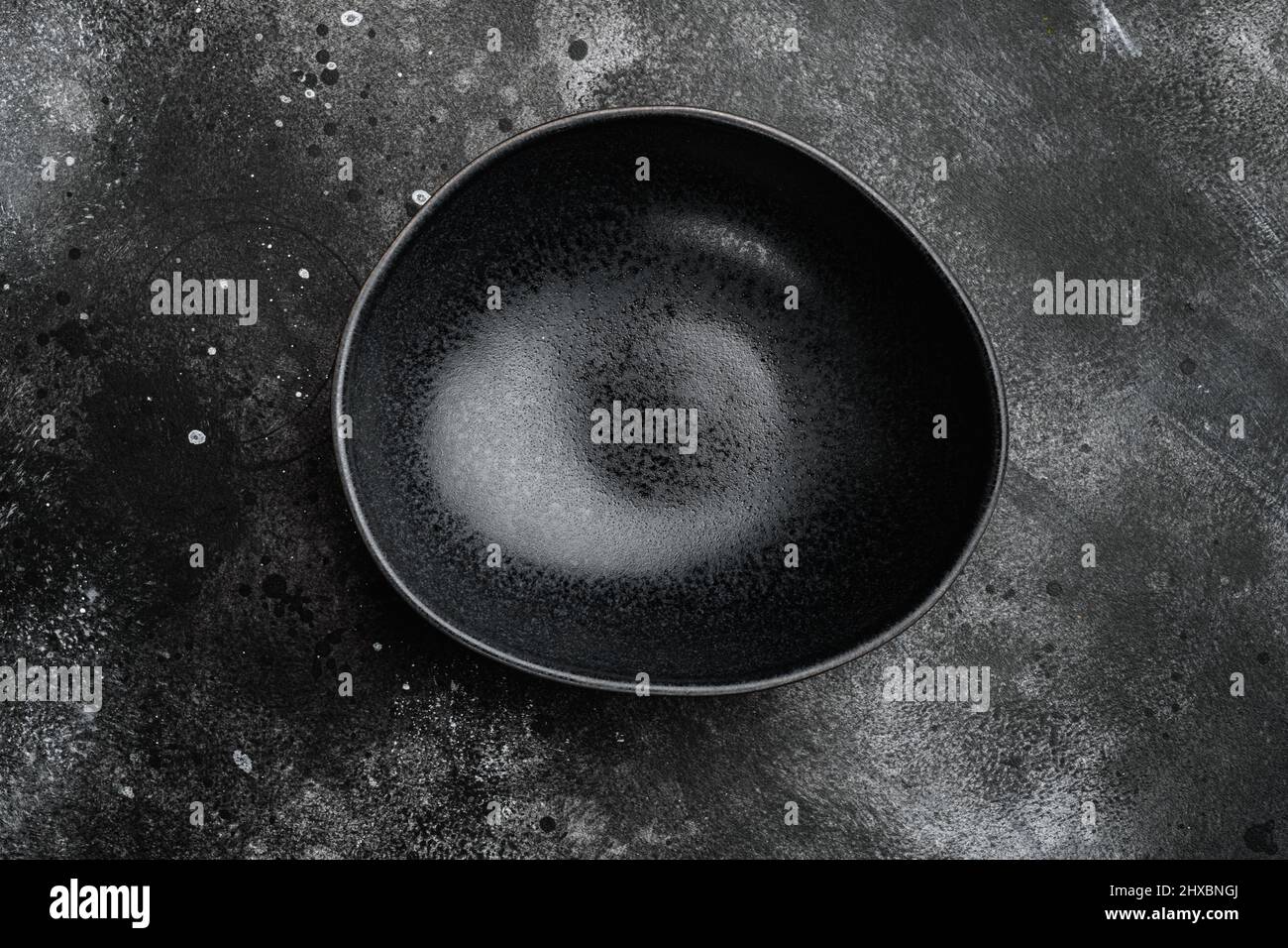 Empty black bowl set, with copy space for text or food, with copy space ...