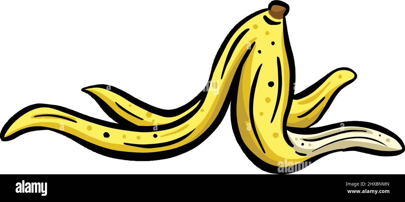 Cartoon Yellow Banana Skin Illustration Logo Stock Vector Image & Art ...