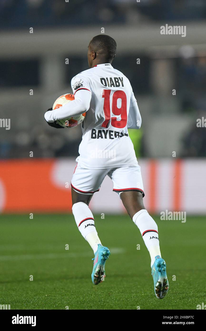 Bergamo, Italy. 10th Mar, 2022. Moussa Diaby (19) of Bayer Leverkusen ...
