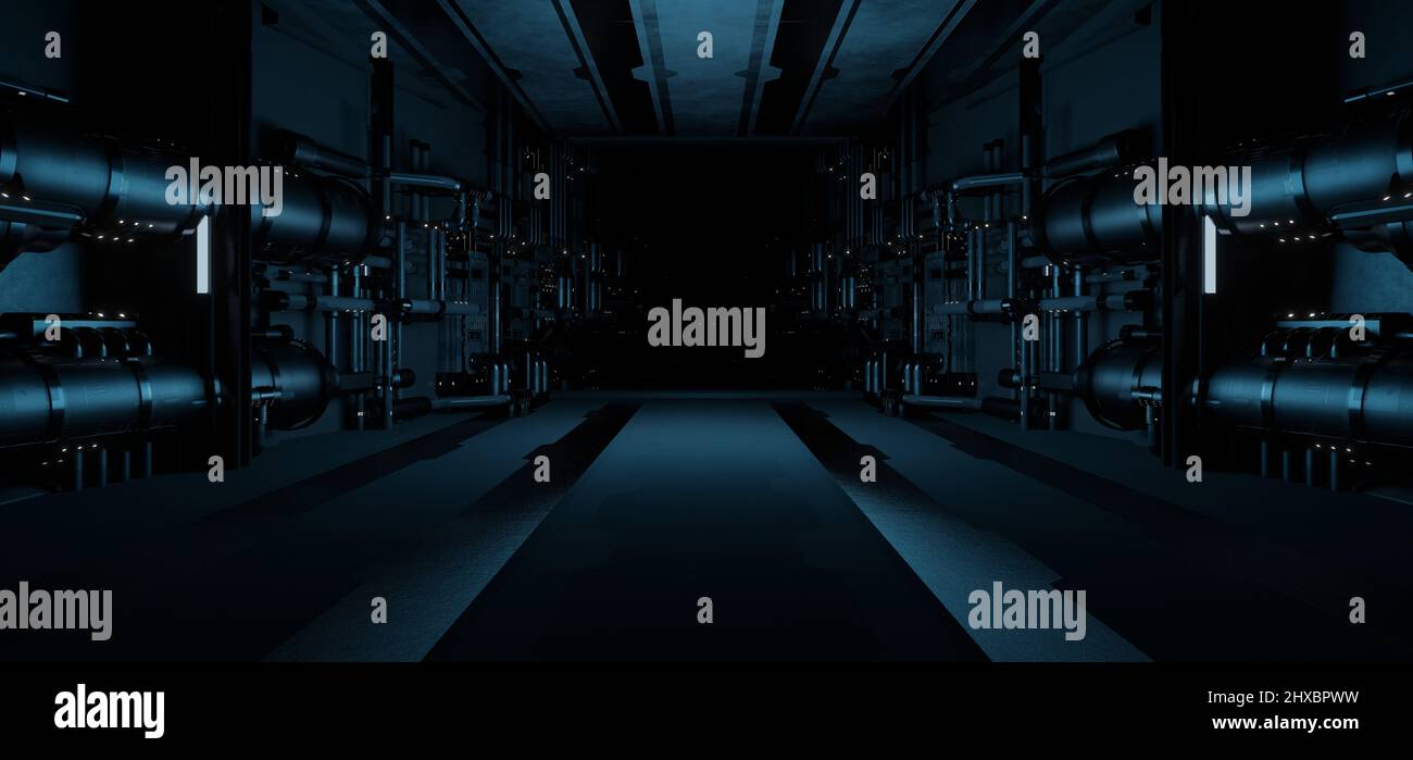 Surreal Technology Cyber Virtual Reality Futuristic Industrial Room ...