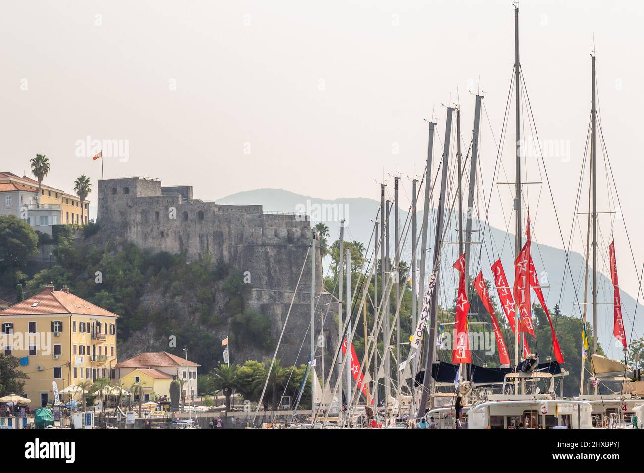 Herceg Novi, Montenegro - August 24, 2021: Forte Mare Fortress, next to ...