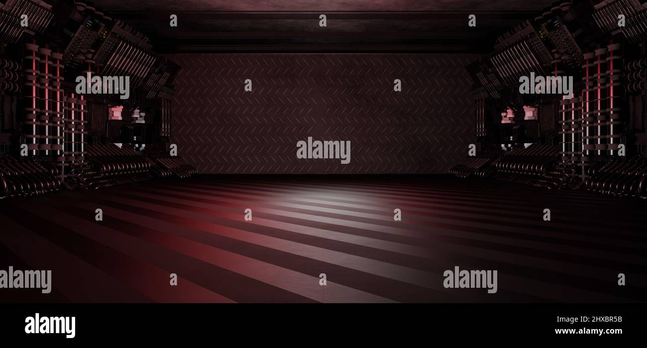 Futuristic Industrial Digital Tunnel Hangar Club Hallway Ultra Modern ...