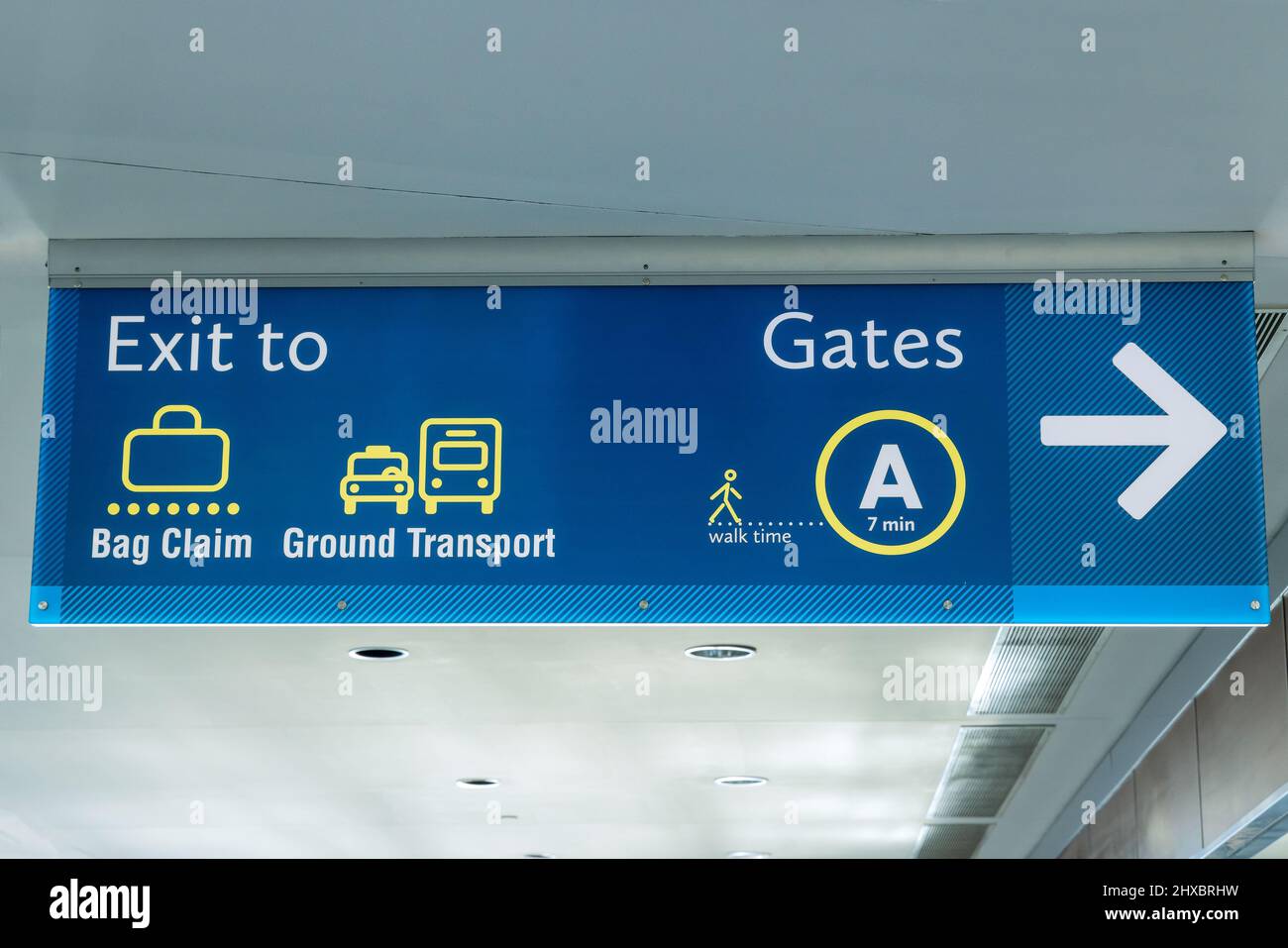 International Airport Sign Exit to Ground Transportation Baggage Claim ...
