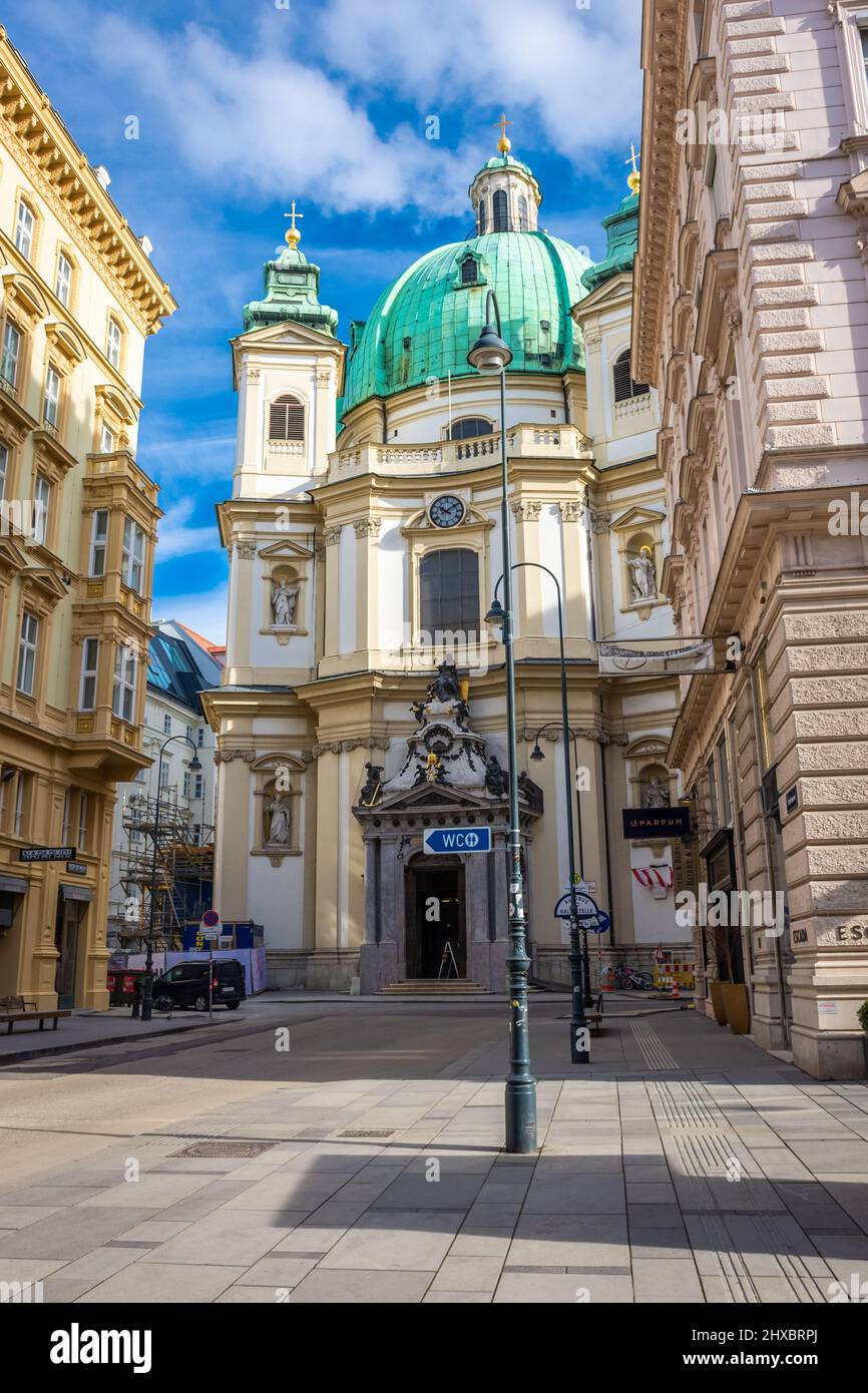 VIENNA, AUSTRIA, 19 FEBRUARY 2022: Beautiful church in Vienna historic ...