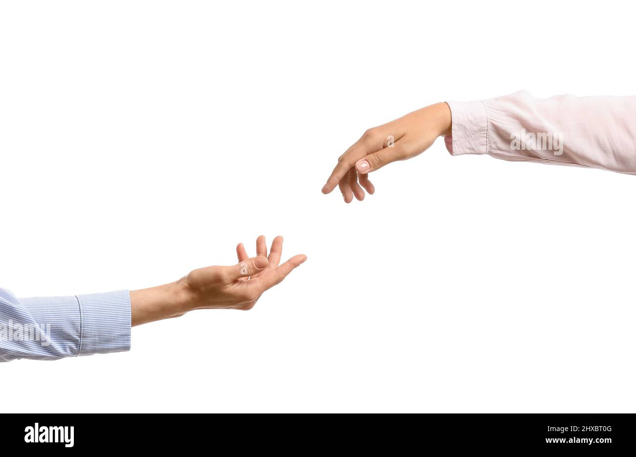Hands of women on white background Stock Photo - Alamy