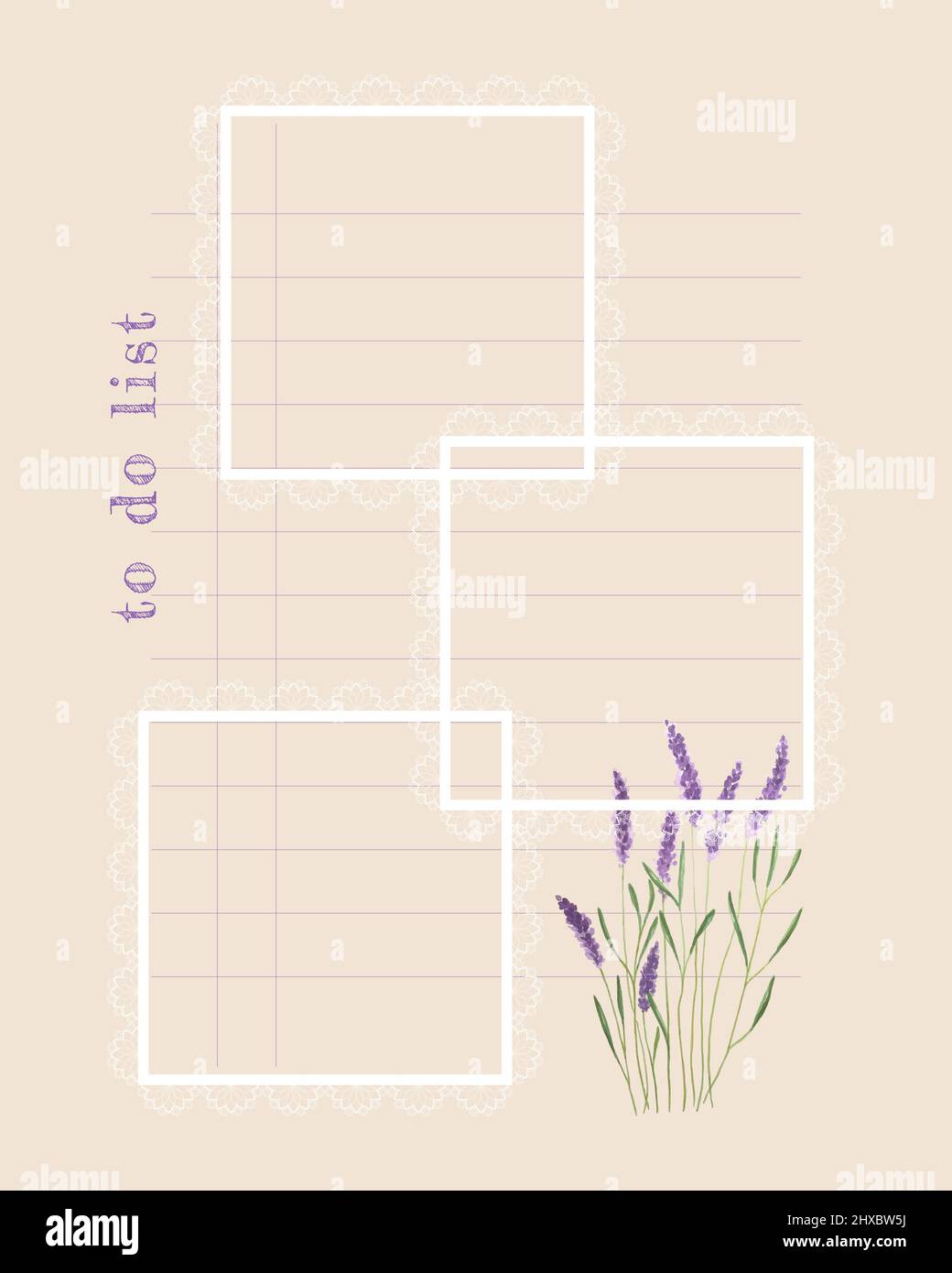 Collage To do list , planner note-taking , openwork lace frame , lavender watercolor, ideas ...