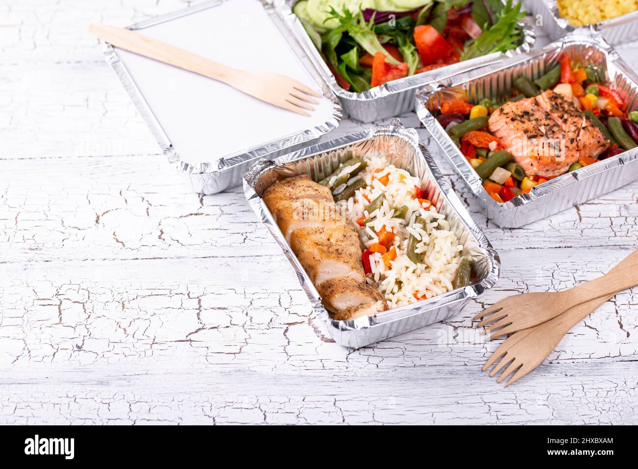Food delivery concept. Lunch in container Stock Photo - Alamy