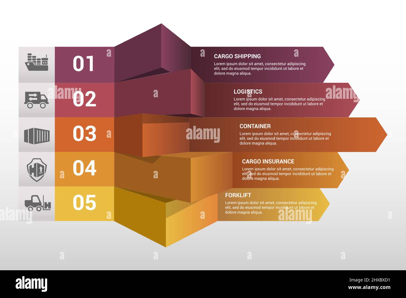 Infographic Cargo template. Icons in different colors. Include Cargo ...