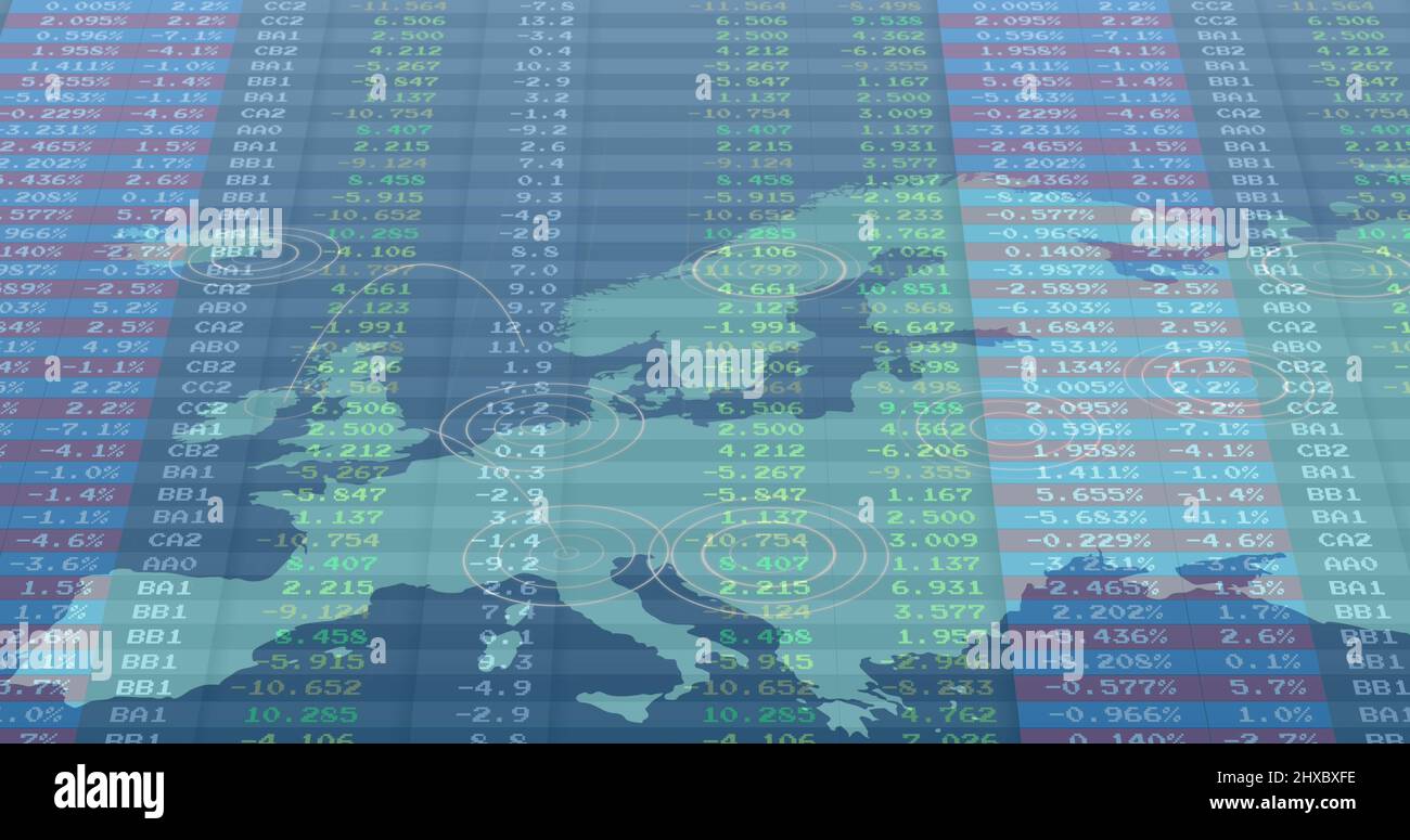 Image of data processing over world map Stock Photo - Alamy