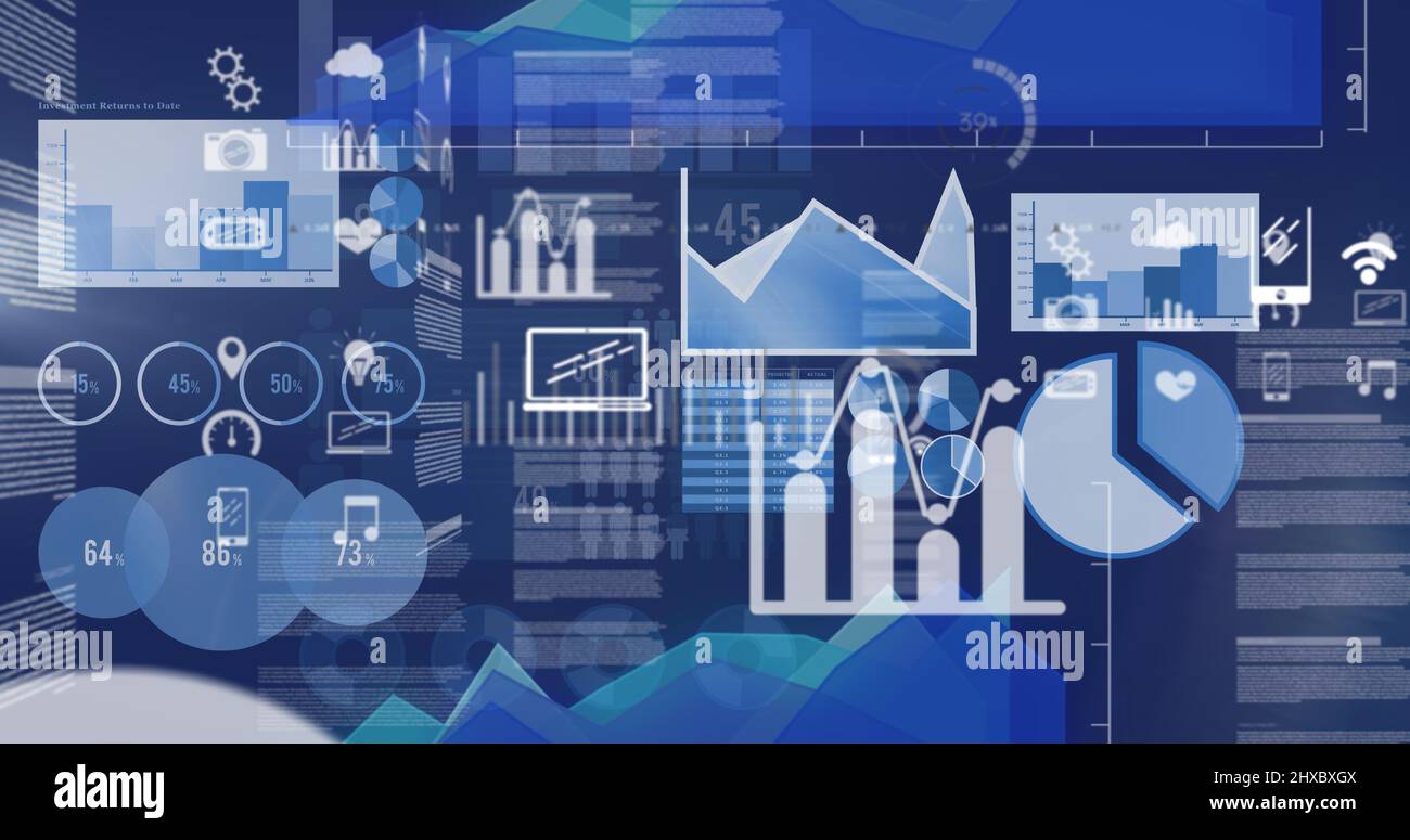 Data processing on blue background hi-res stock photography and images ...