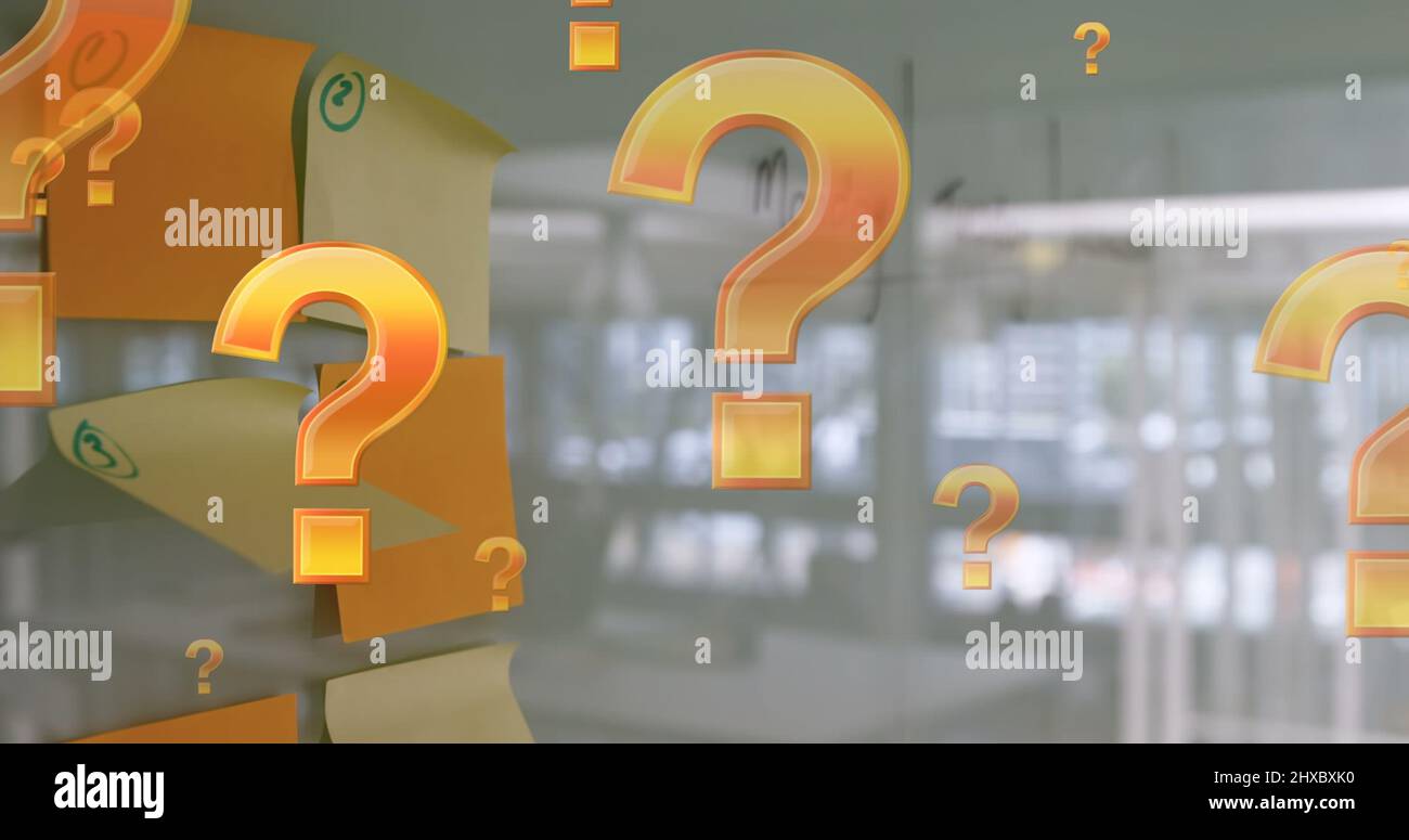 Image of question marks over memo notes Stock Photo - Alamy