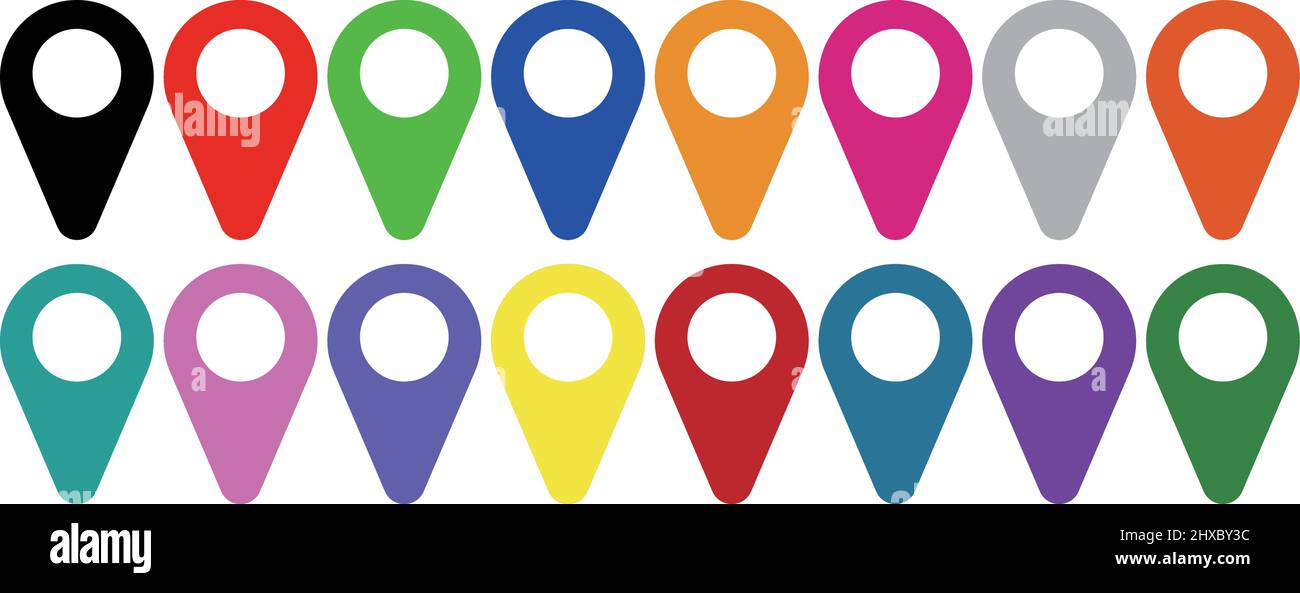 Map pins icon set for maps - colorful. Editable Vector Stock Vector ...