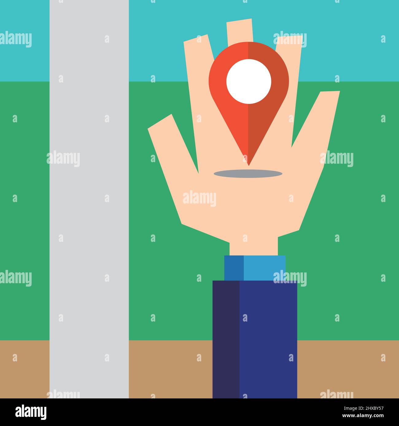 The map pin on the map on your hand. Editable Vector Stock Vector Image ...