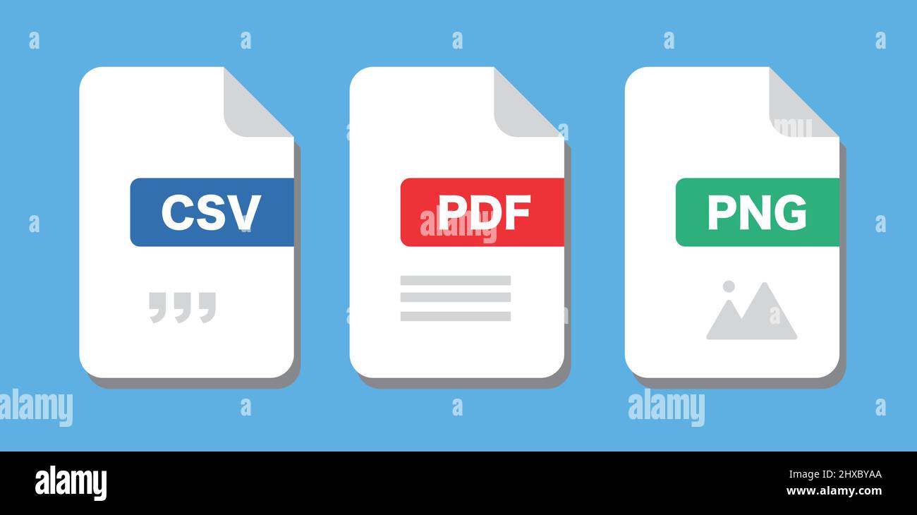 File Format Document icons. CSV, PDF, PNG. Editable Vector Stock Vector ...