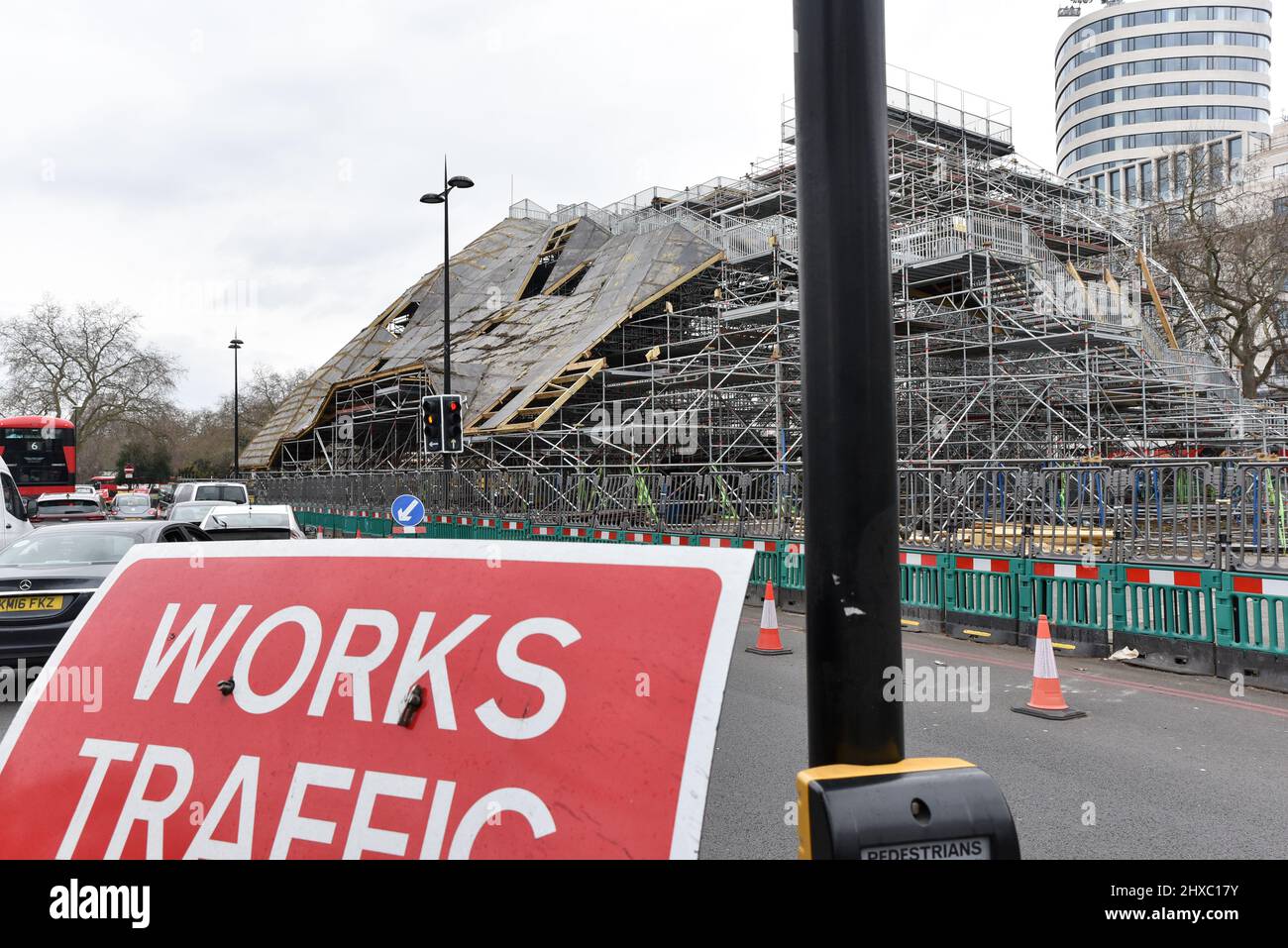 Marble Arch, London, UK. 11th Mar 2022. The Marble Arch Mound is slowly ...