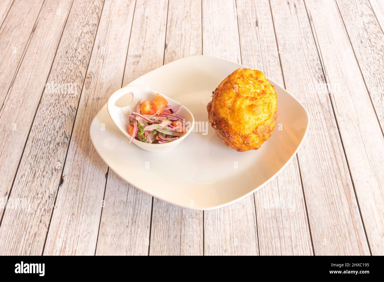 The stuffed potato is a typical fried food from several Latin American ...