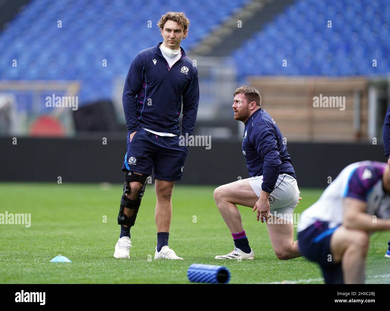 Scotland's Jamie Ritchie (left) during a captain's run at Stadio ...