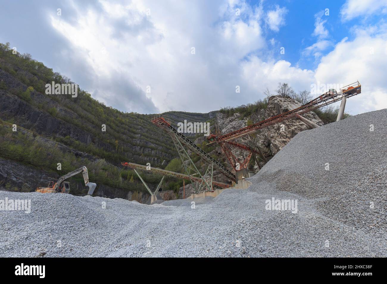 Inside a dark quarry mining plant, no people are visible Stock Photo ...
