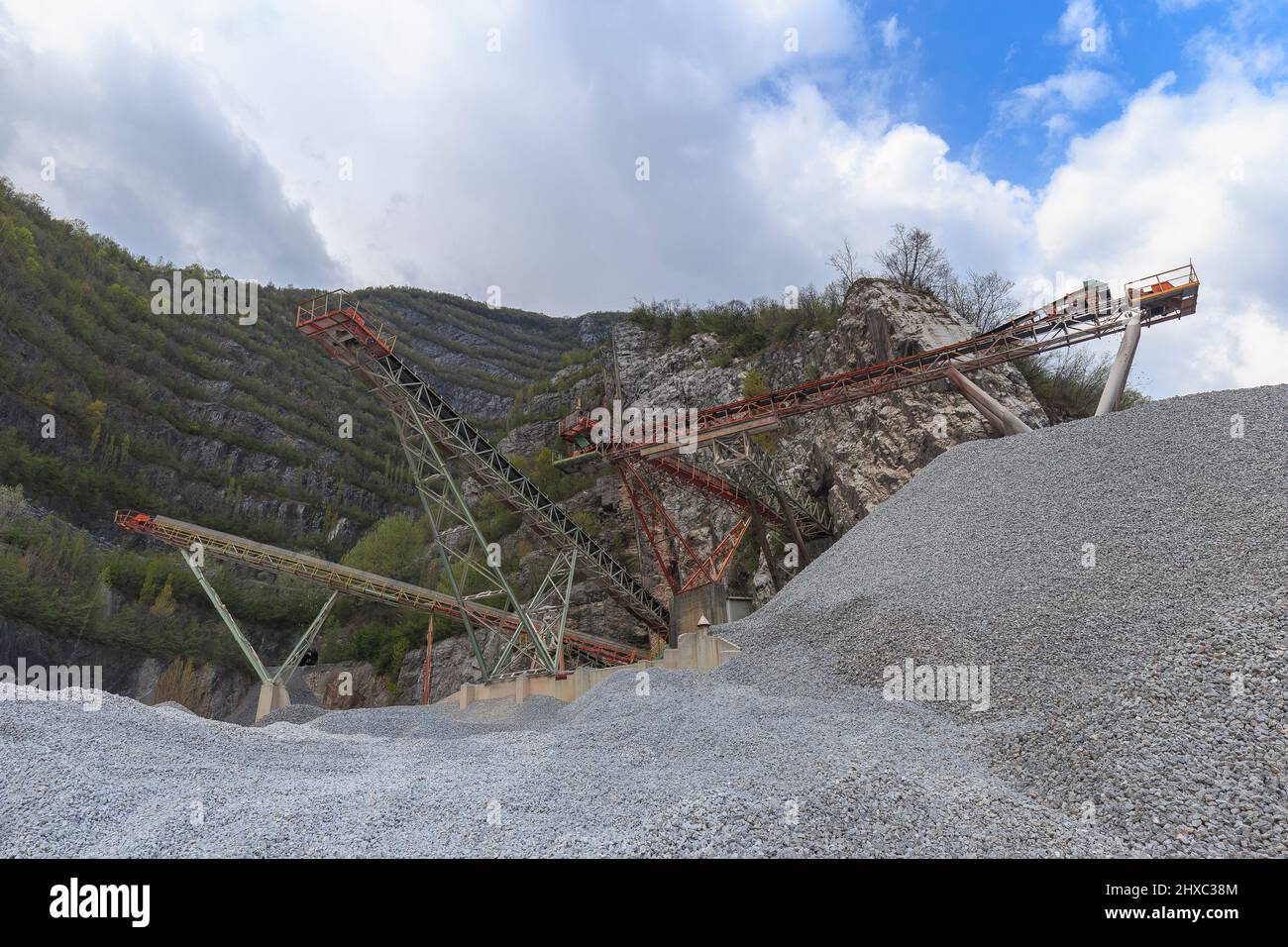 Inside a dark quarry mining plant, no people are visible Stock Photo ...