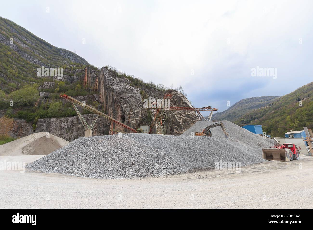 Inside a dark quarry mining plant, no people are visible Stock Photo ...