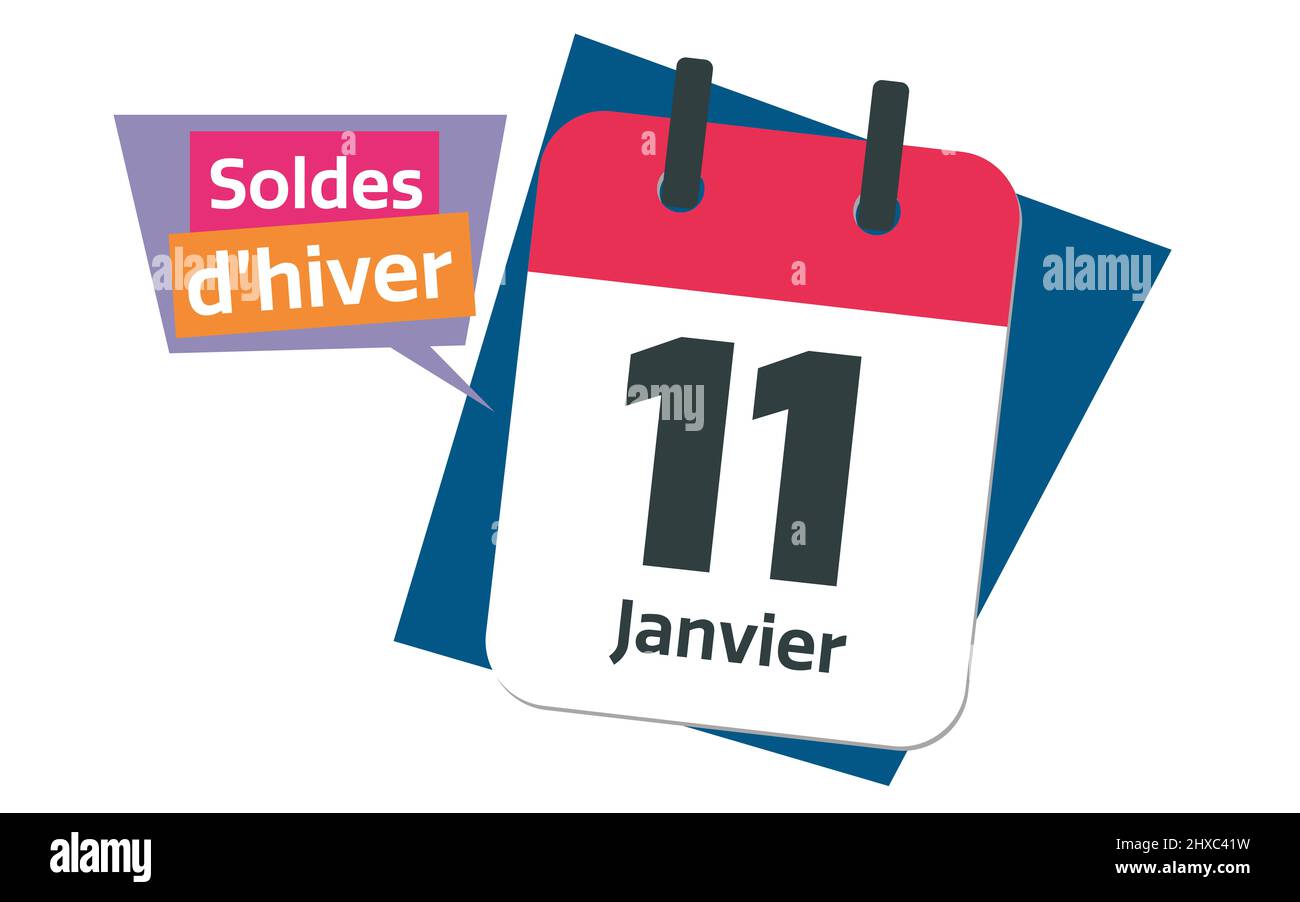 french january 11 calendar date french winter sale Stock Photo - Alamy