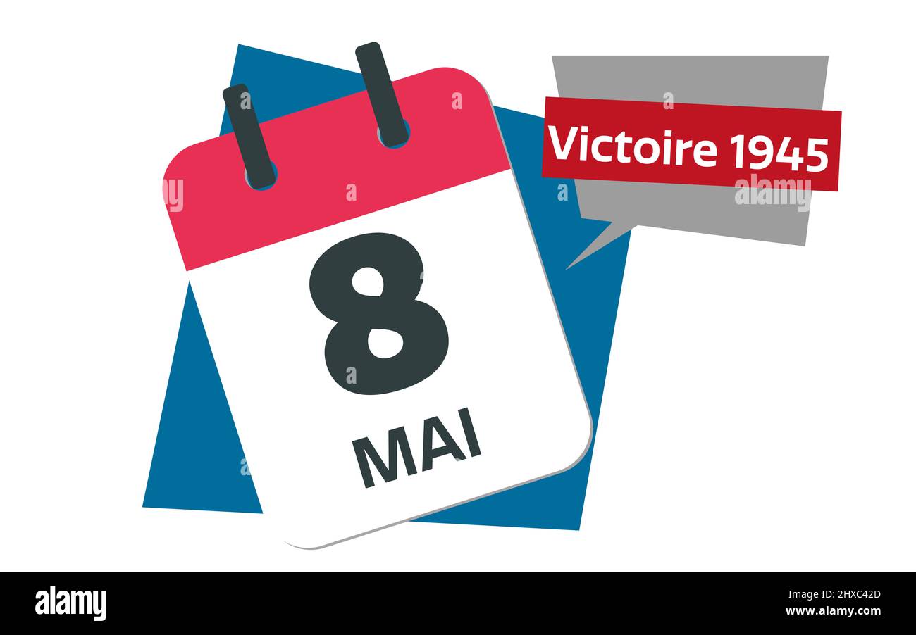 french may 8 calendar date french victory day Stock Photo - Alamy