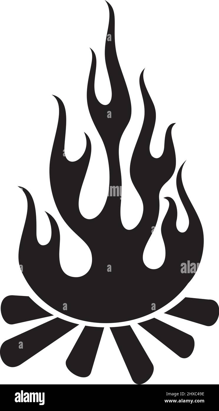 Campfire black and white vector illustration Stock Vector Image & Art ...