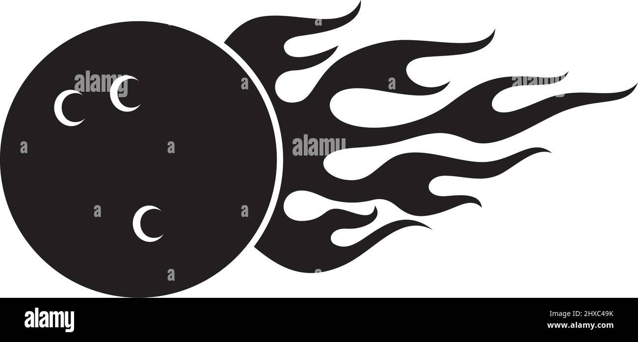 Flaming bowling ball black and white. Vector illustration Stock Vector ...
