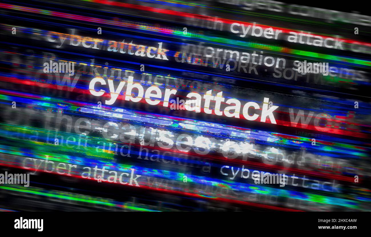 Headline news across international media with cyber attack, hacking and ...