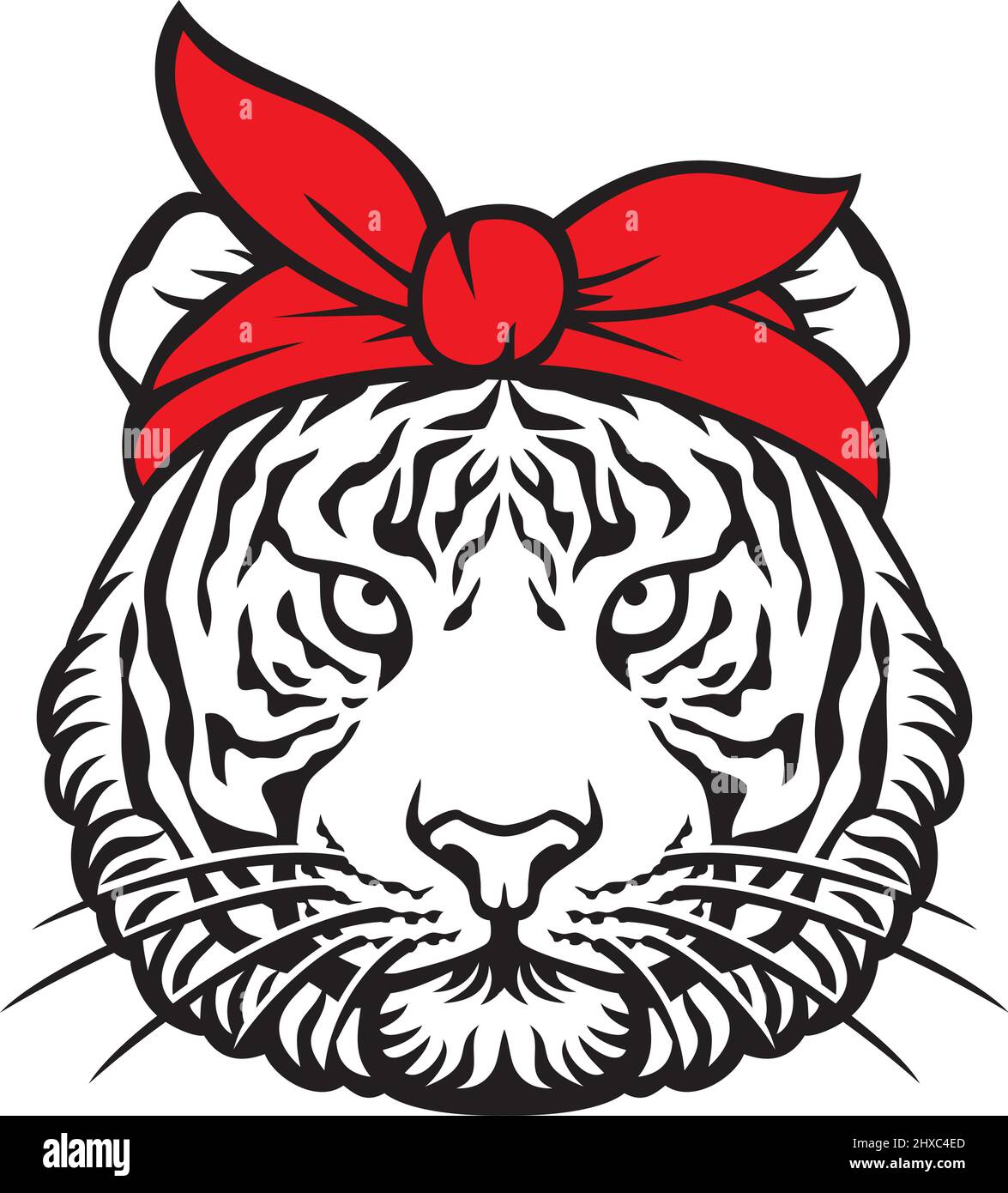 Tiger head with red bandana vector illustration Stock Vector Image ...