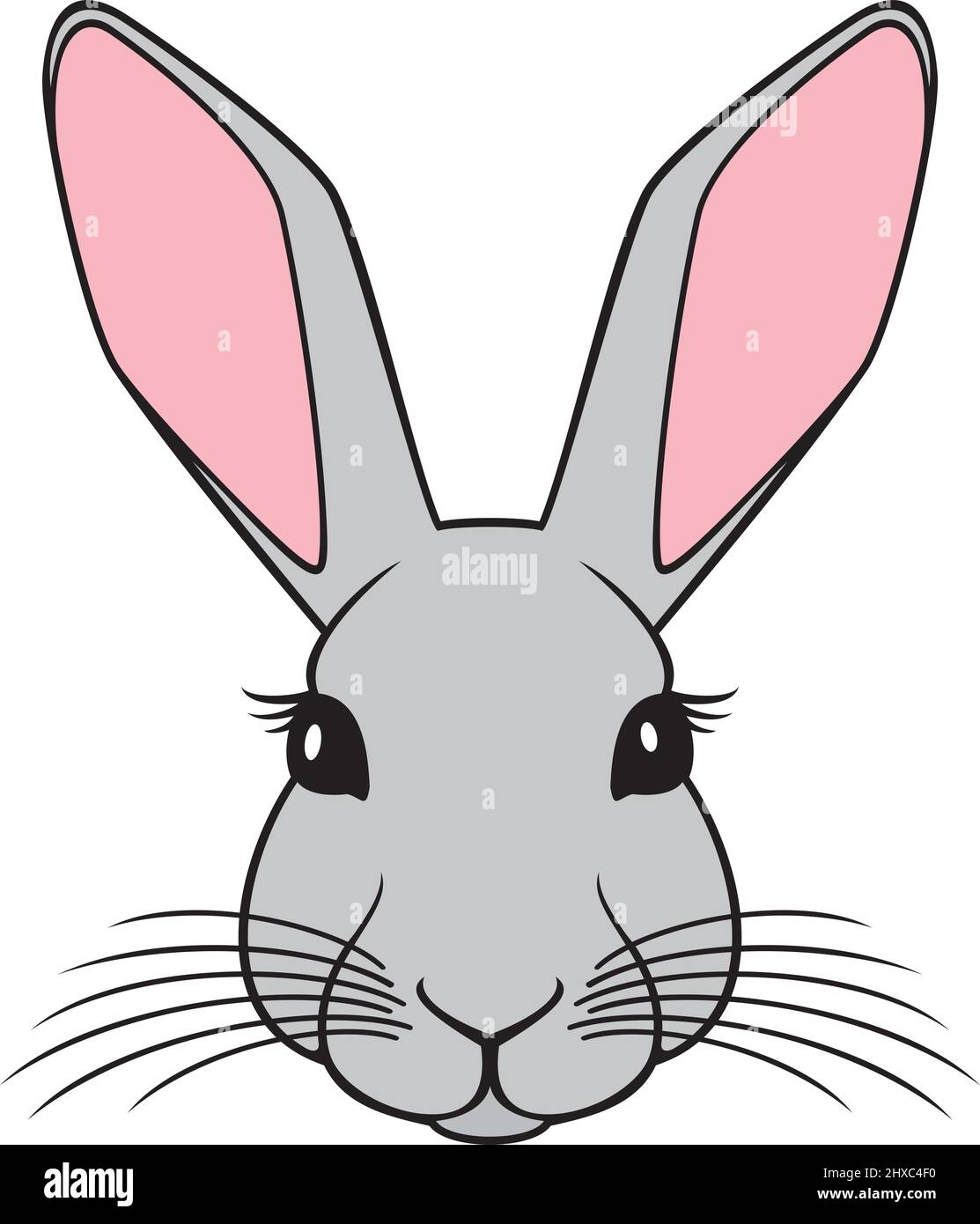 Bunny head. Rabbit face color vector illustration Stock Vector Image ...