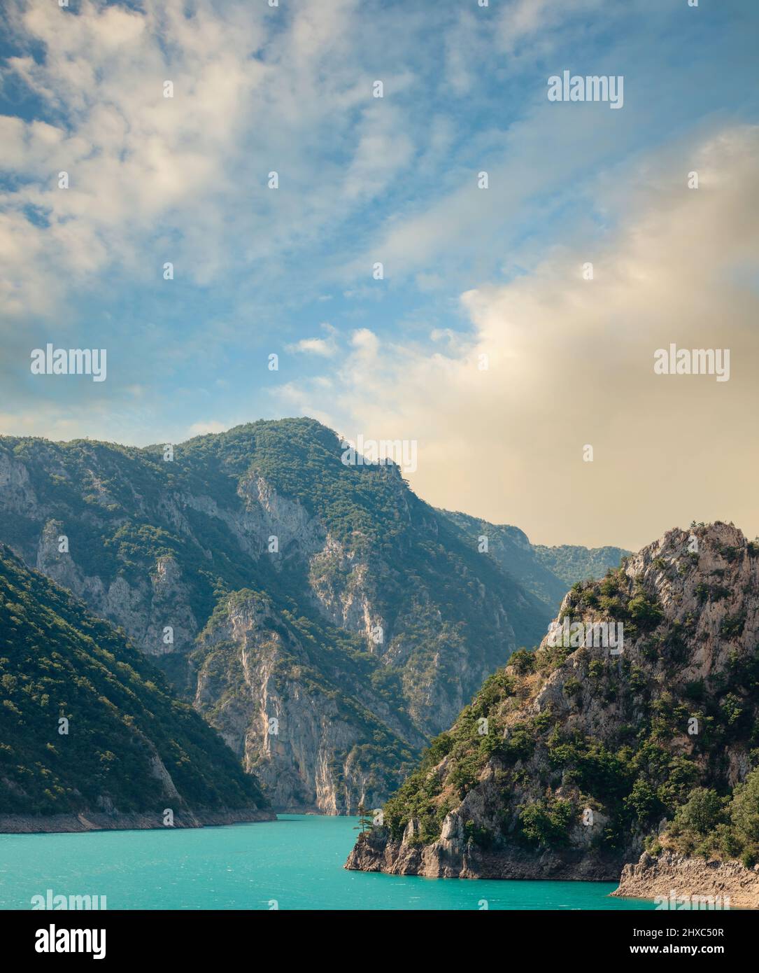 The famous Piva Canyon with its fantastic reservoir. National park ...