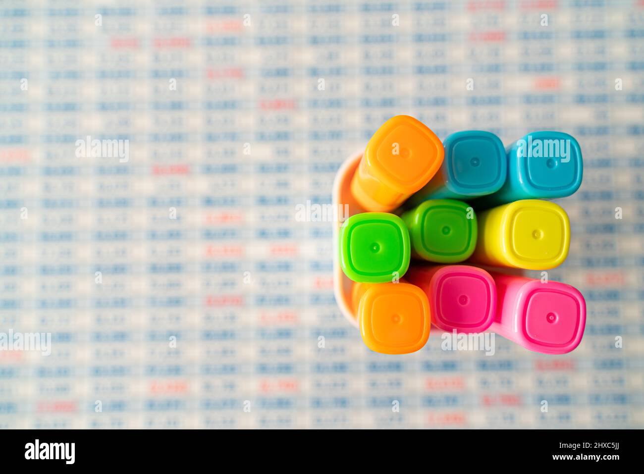 color highlighters ion a spreadsheet in an office at work Stock Photo ...