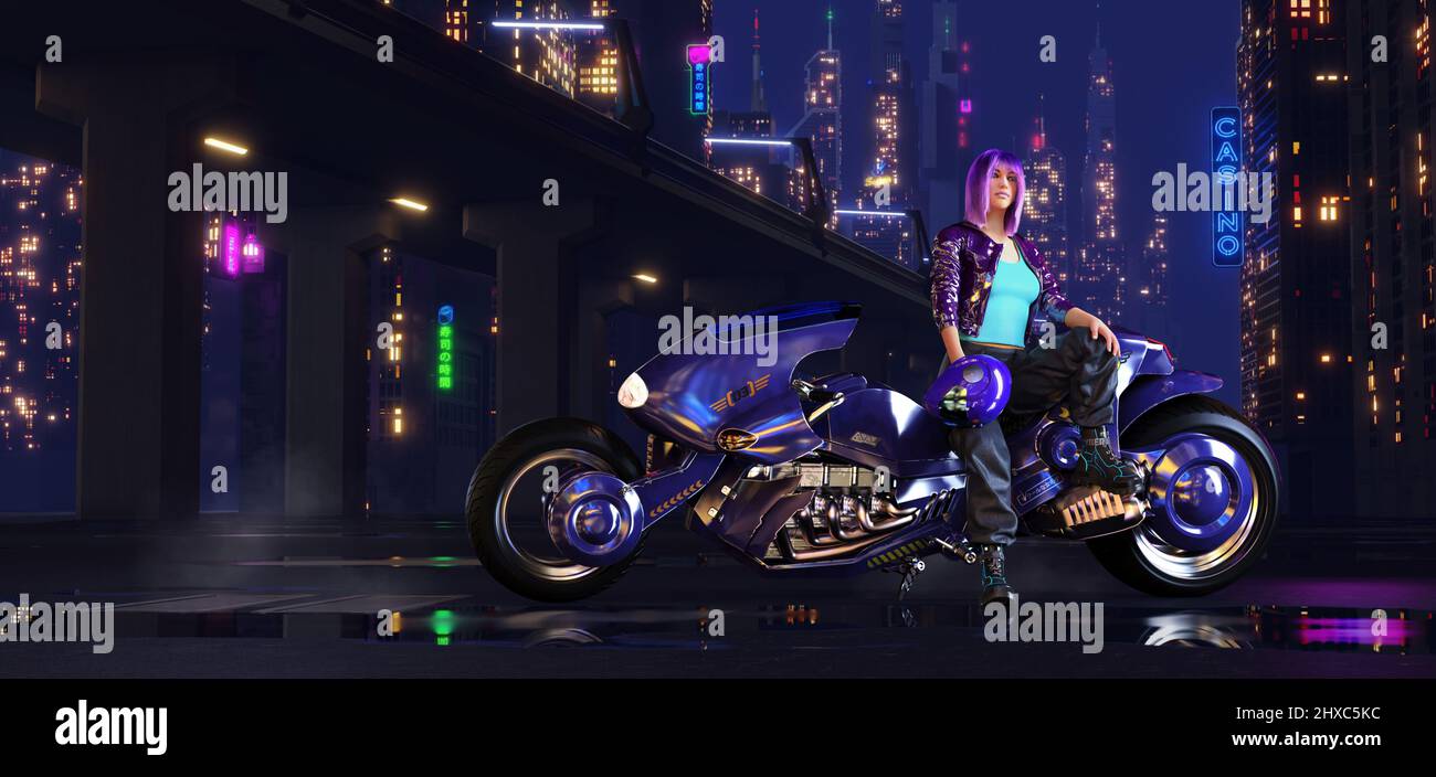 Cyberpunk motorcycle hi-res stock photography and images - Alamy